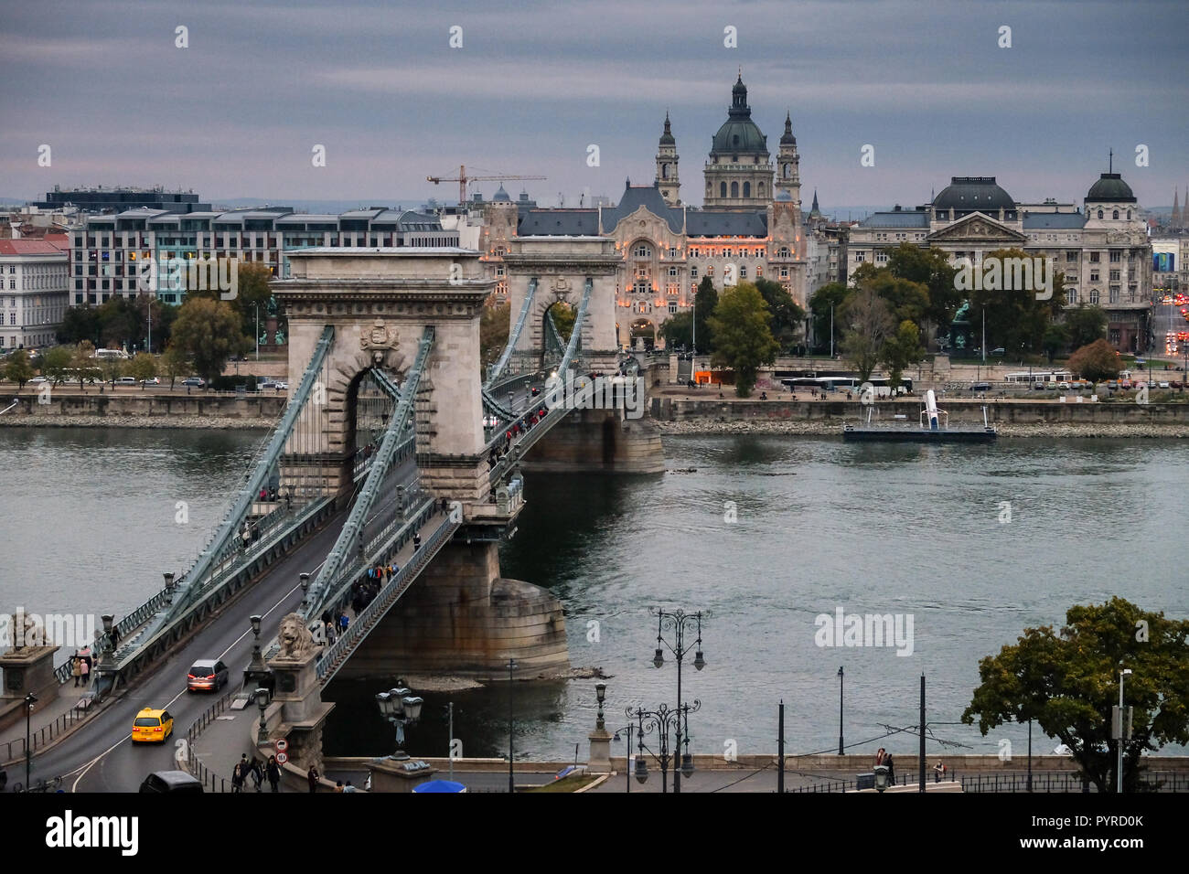 Chain Bridge, Budapest, capital city of Hungary. October 2018 Stock ...
