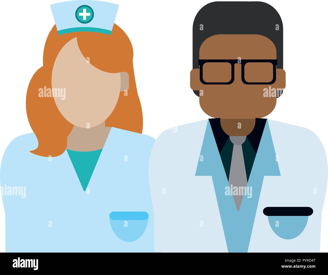 Doctor and nurse avatar profile vector illustration graphic design ...