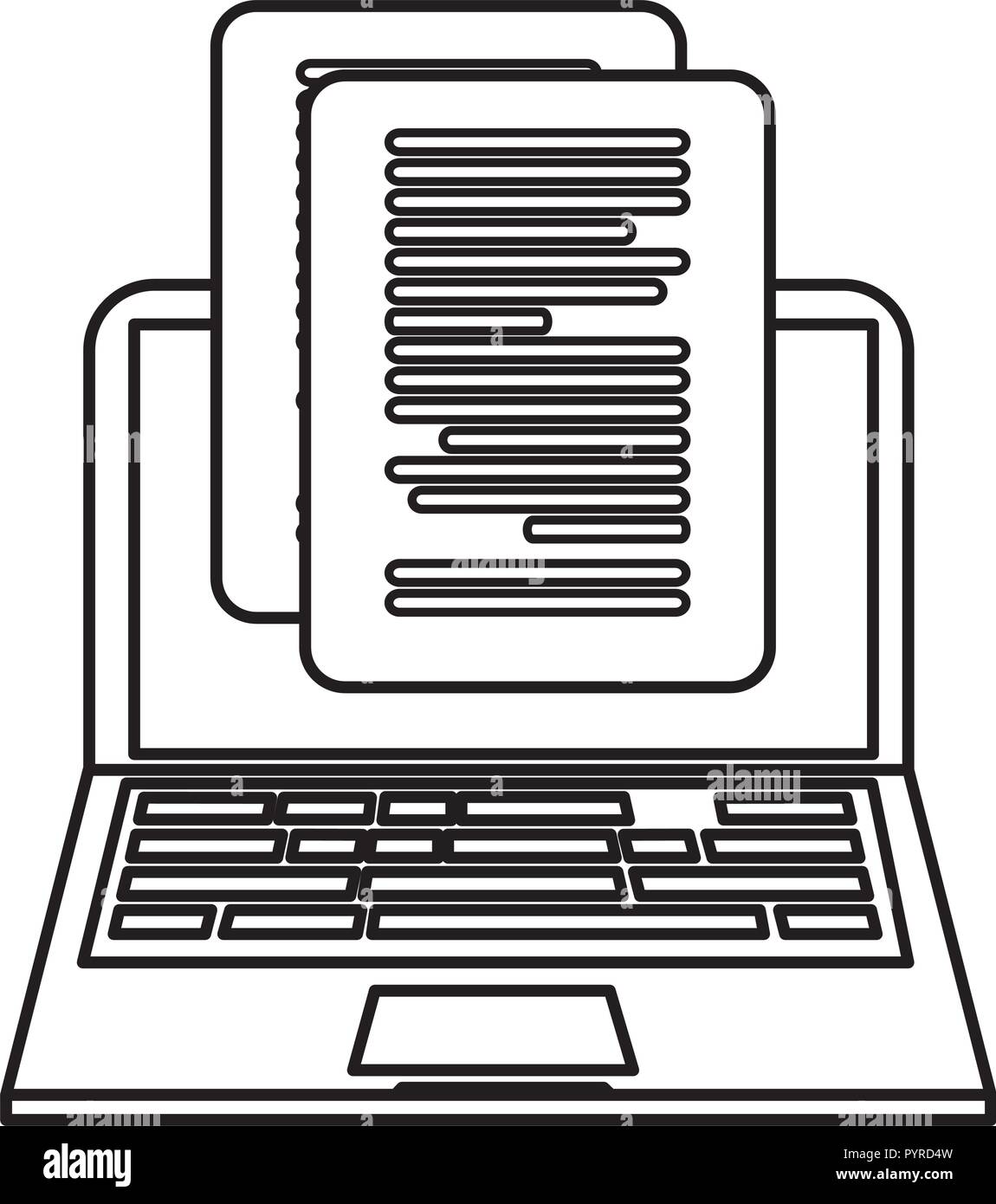 laptop with documents files vector illustration design Stock Vector ...