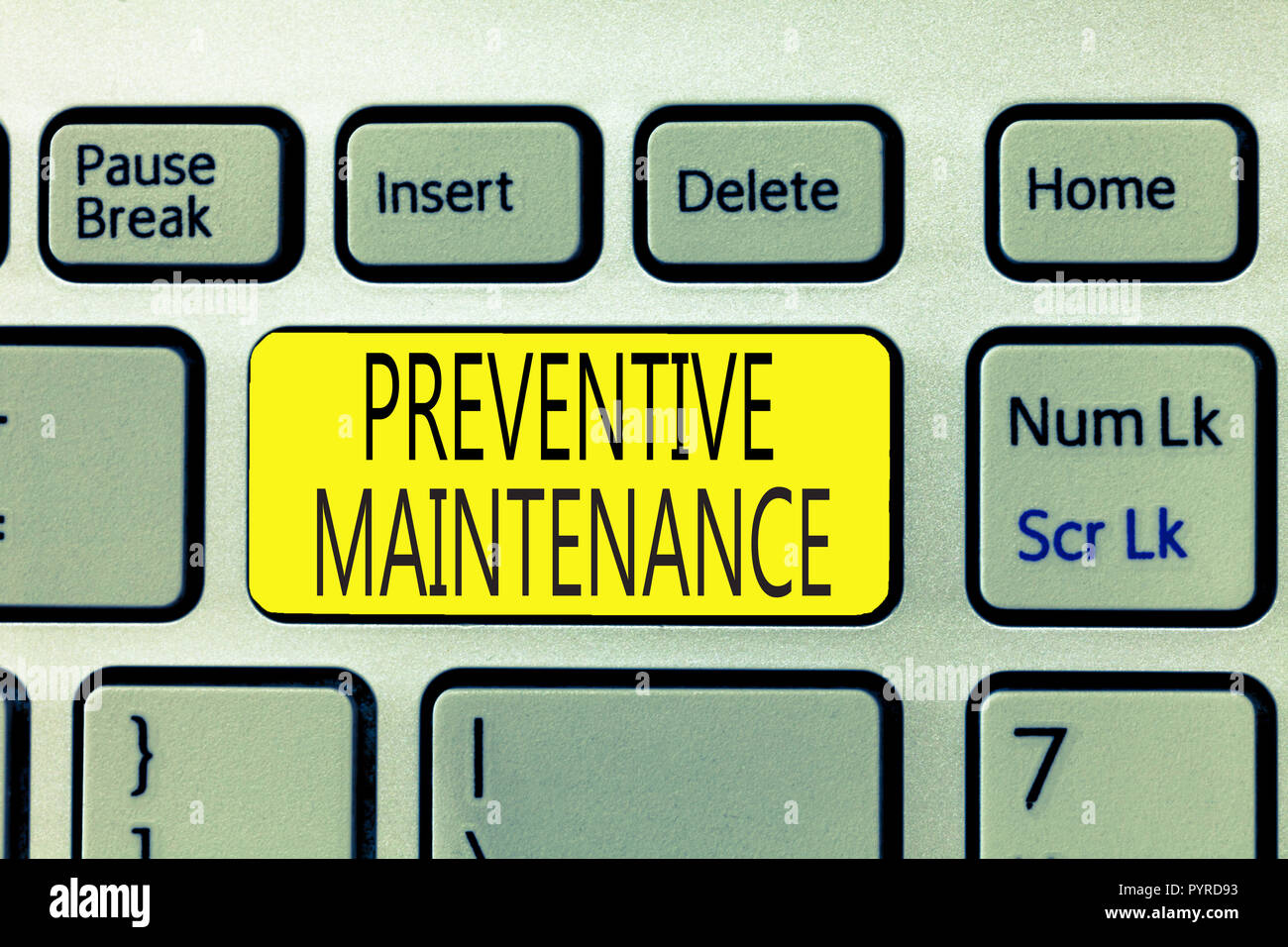 Text sign showing Preventive Maintenance. Conceptual photo Avoid ...