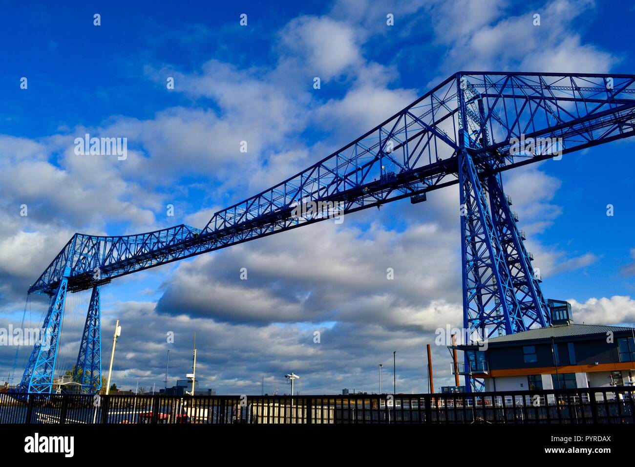 Striking image of the famous Tees Transporter Bridge, Middlesbrough, UK. The longest operating ...