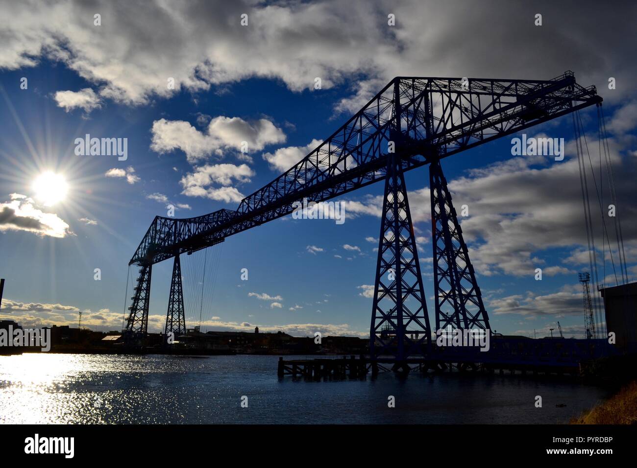 Striking image of the famous Tees Transporter Bridge, Middlesbrough, UK ...