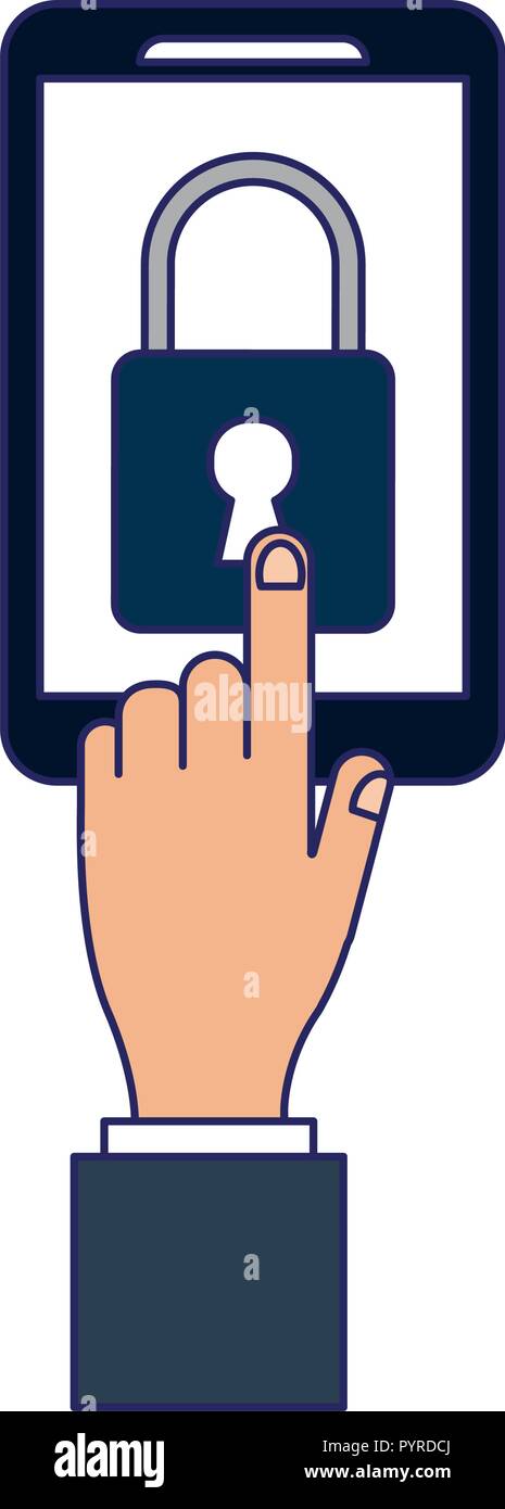 Hand unlocking smartphone isolated vector illustration graphic design ...