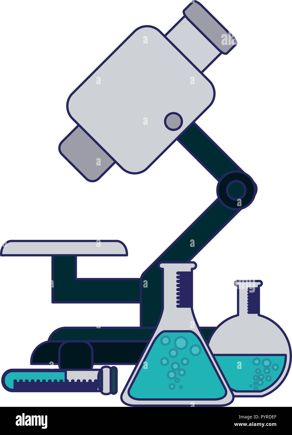Microscope and chemistry flasks vector illustration graphic design ...