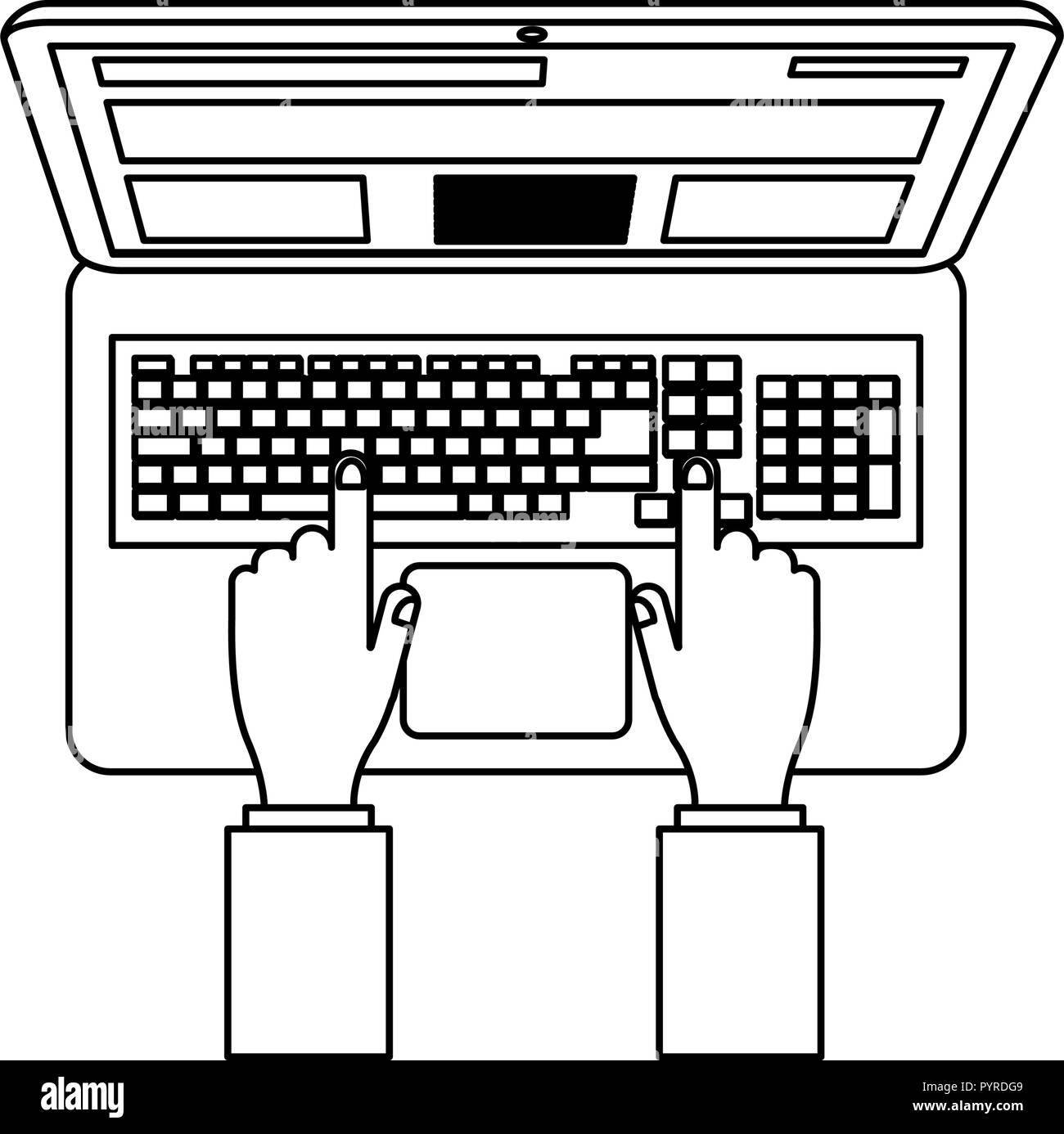 Hands working on laptop vector illustration graphic design Stock Vector ...