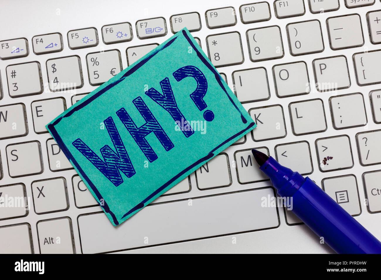 Handwriting text Why question. Concept meaning Asking for what reason ...