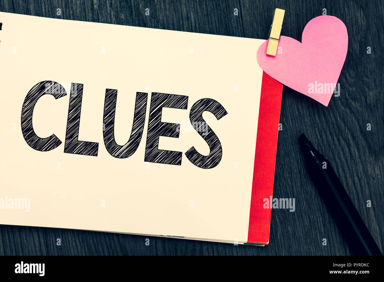 Writing note showing Clues. Business photo showcasing Piece of evidence ...