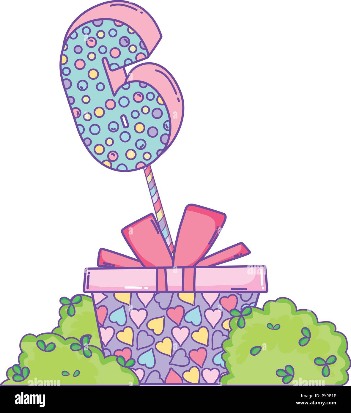 Birthday gift box and number on bushes Stock Vector Image & Art - Alamy