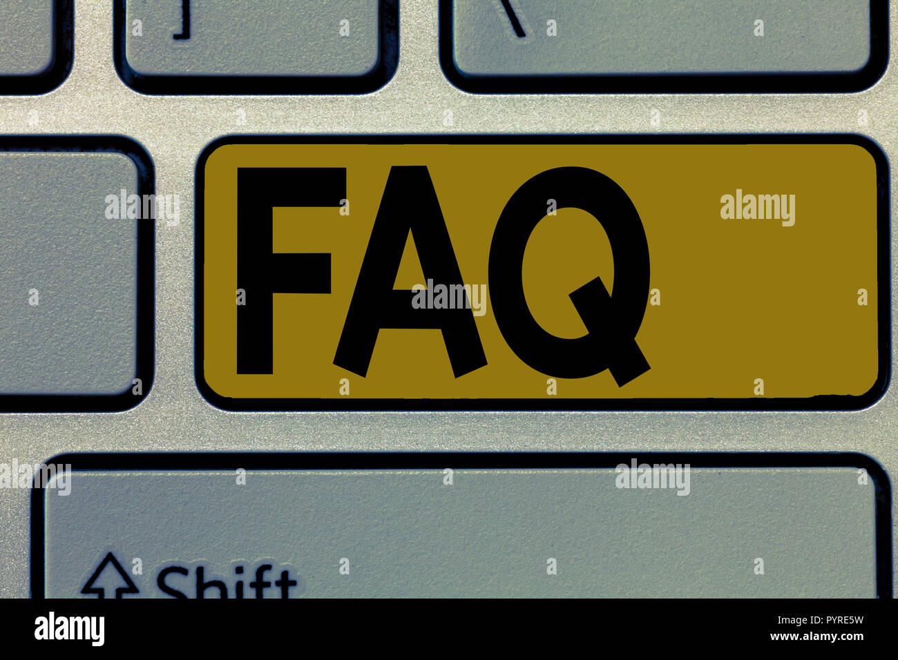 Handwriting text Faq. Concept meaning A list of questions and answers ...