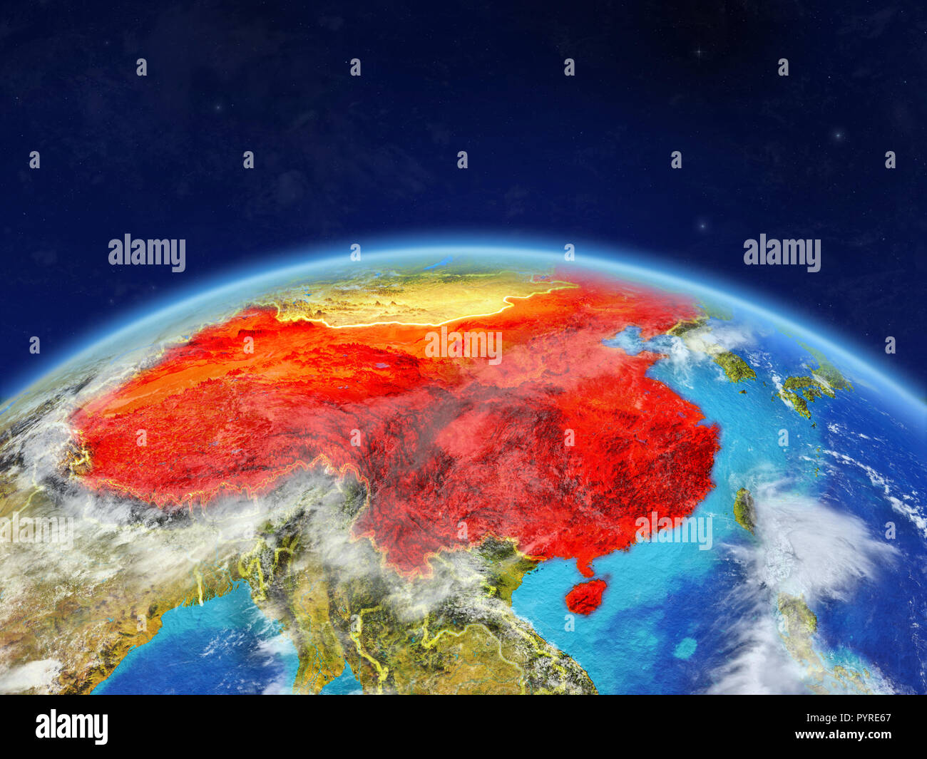 China detailed map highlighted hi-res stock photography and images - Alamy