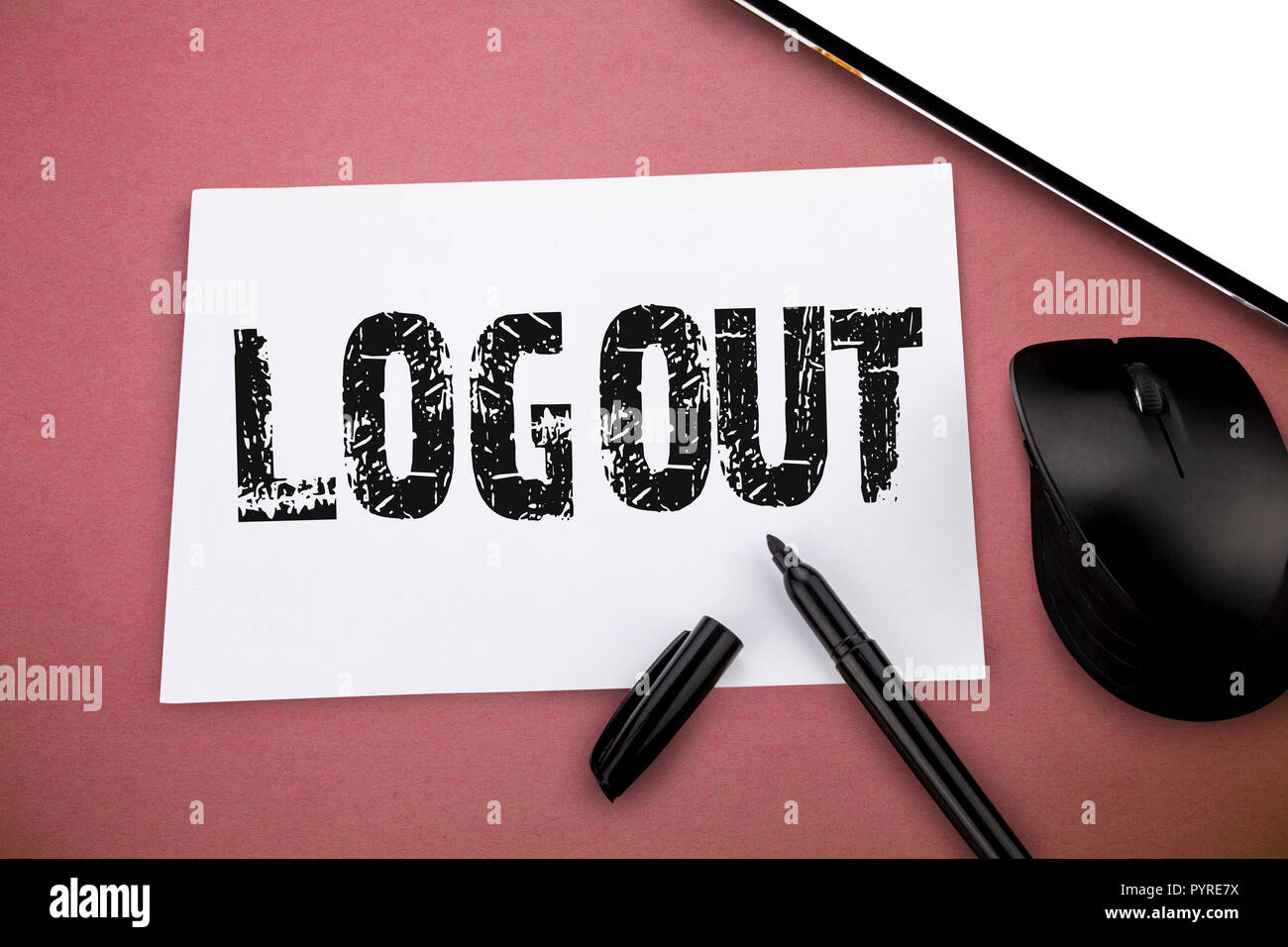 Writing Note Showing Logout Business Photo Showcasing Go Through Procedures To Conclude Use Of