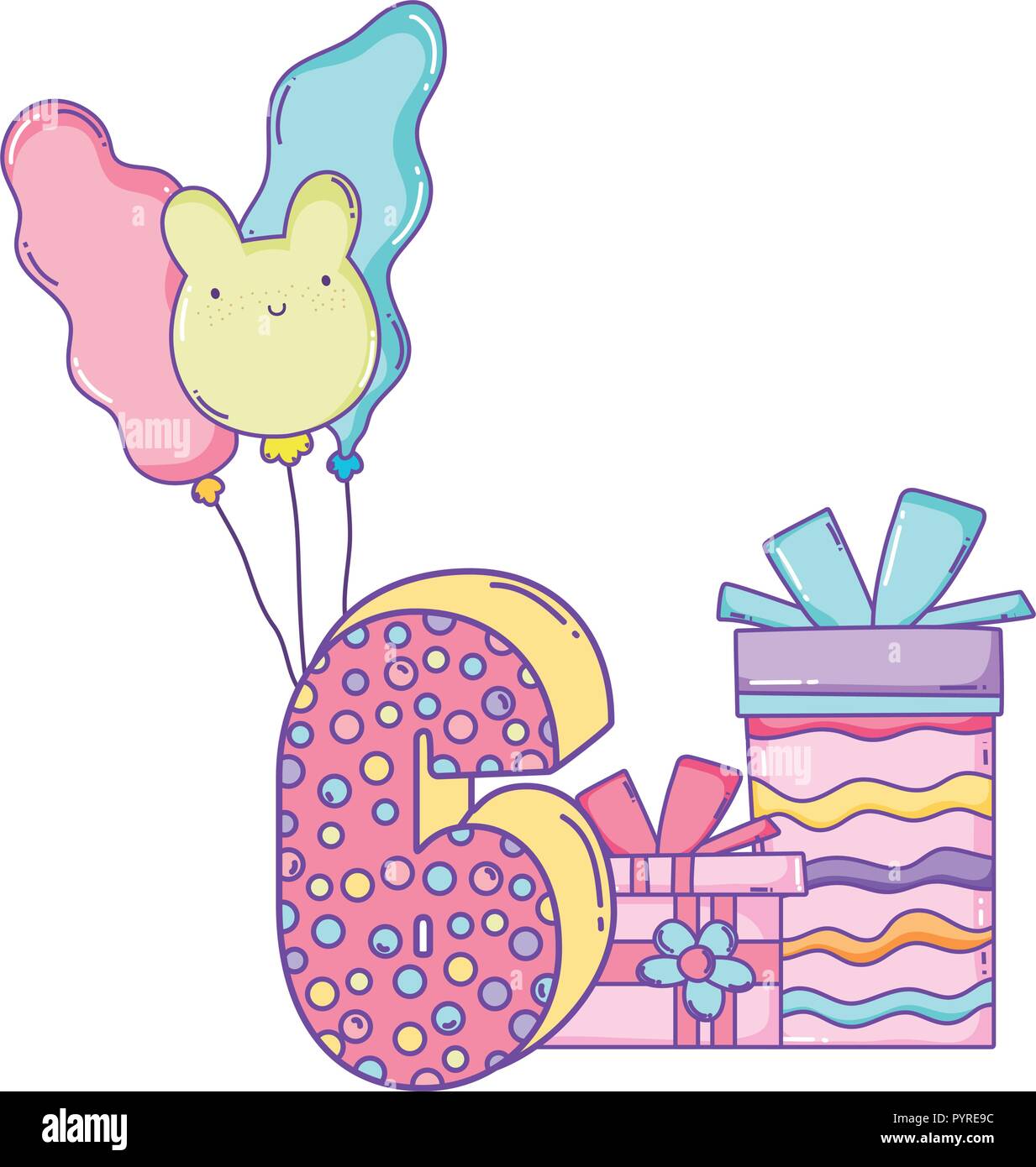 Birthday gift boxes with balloons and number Stock Vector Image & Art ...