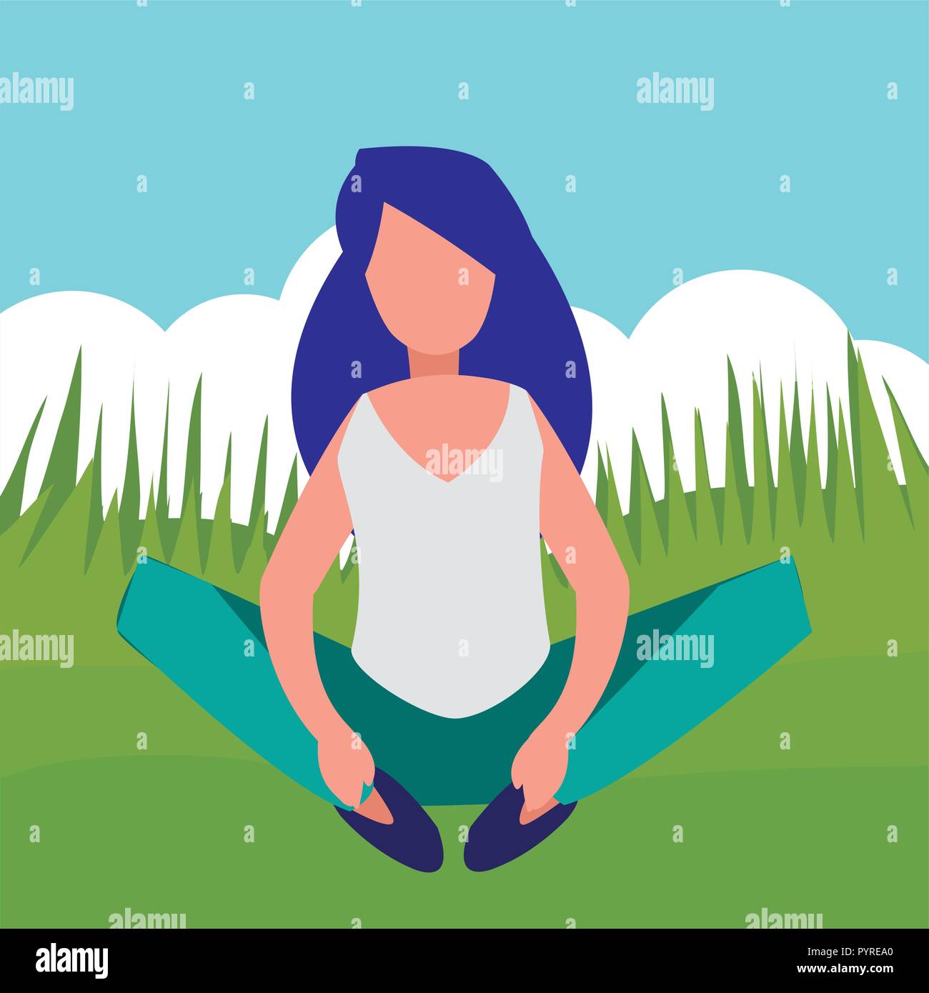 young woman sitting in the floor vector illustration design Stock ...