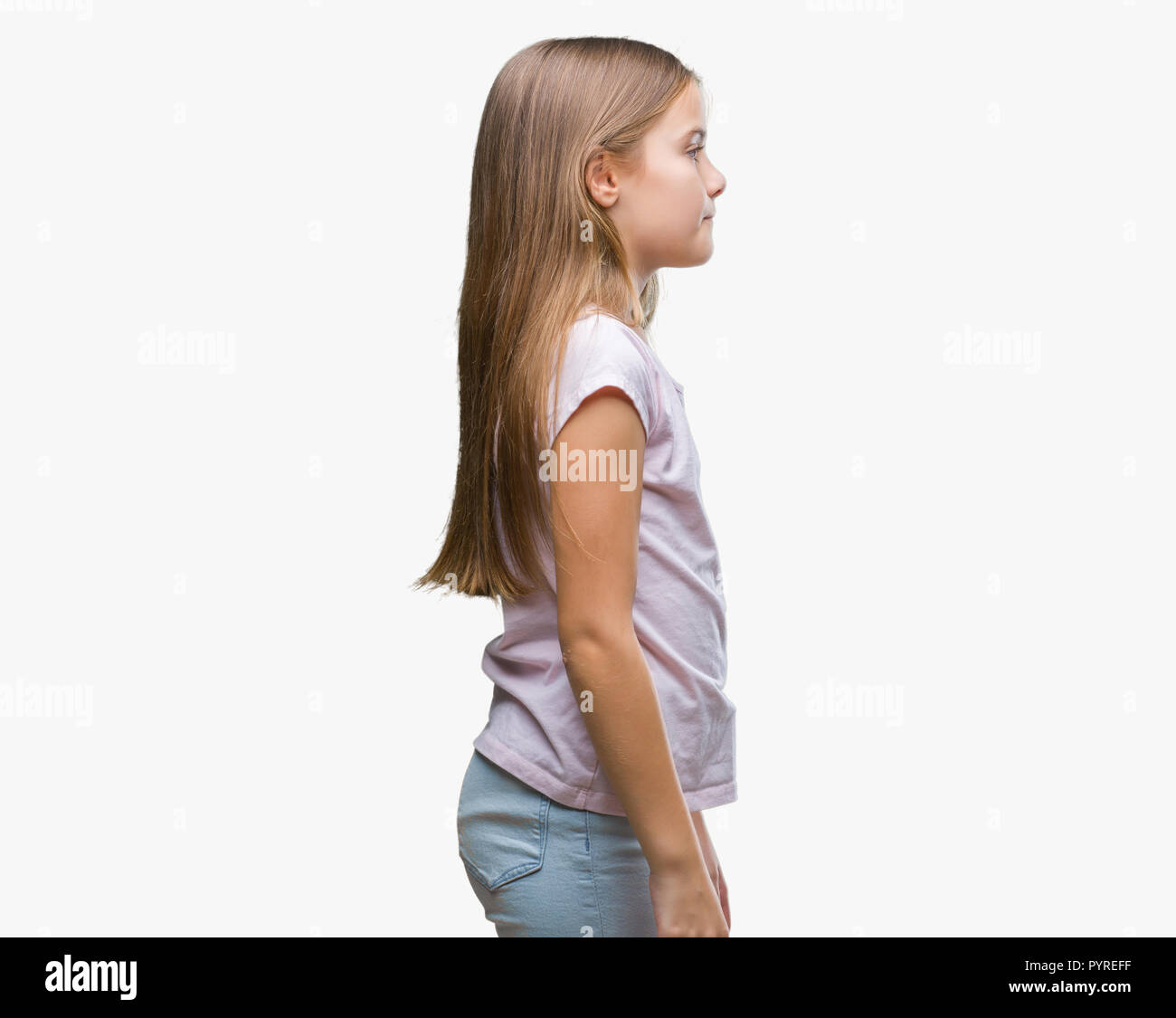 Young beautiful girl over isolated background looking to side, relax ...