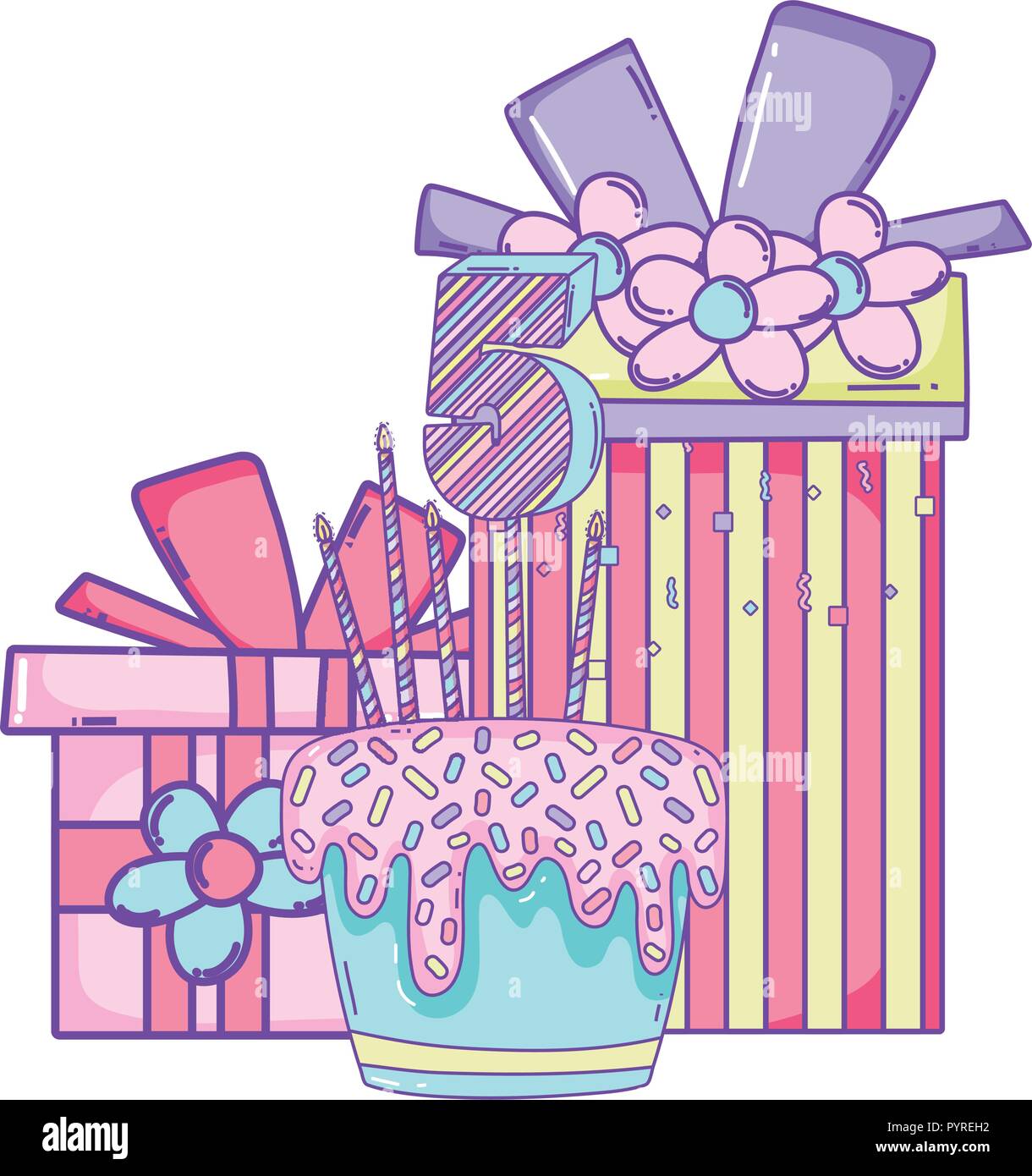 Birthday cake with gift cartoons Stock Vector Image & Art - Alamy