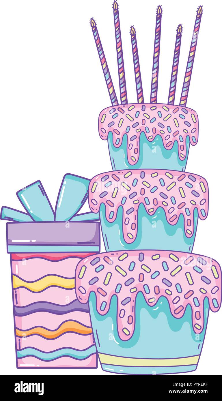 Birthday cake with gift cartoons Stock Vector Image & Art - Alamy