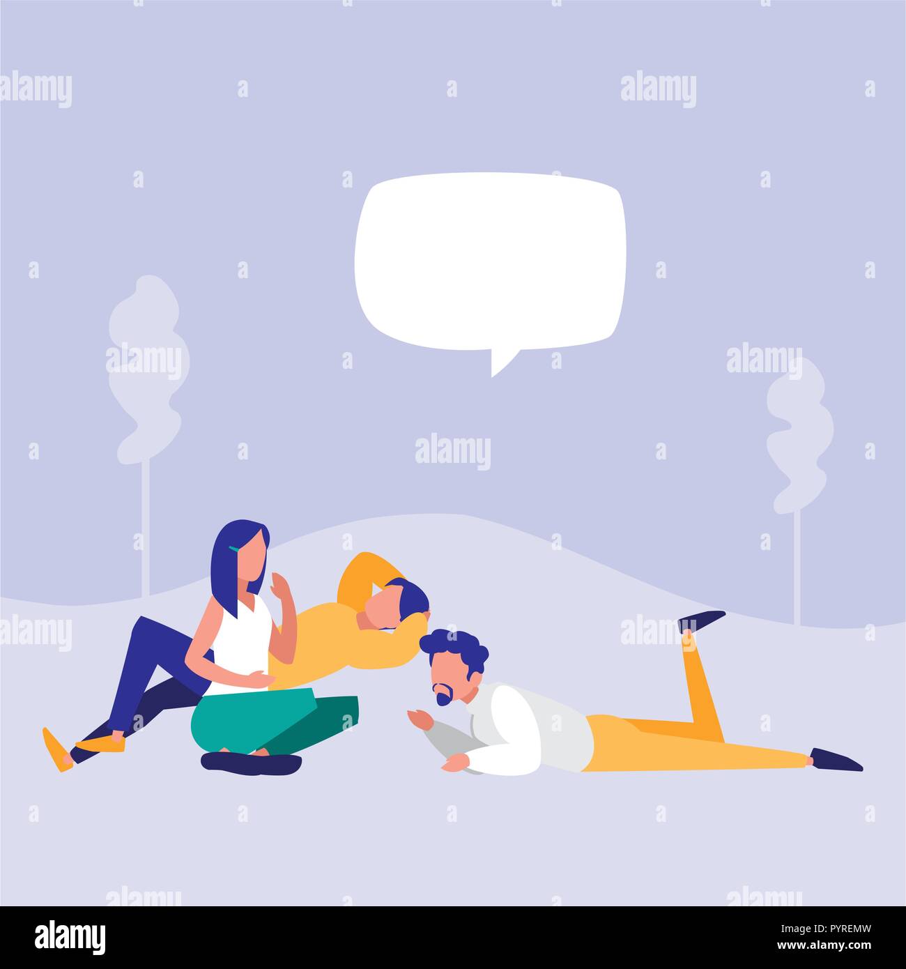 young couple talking characters vector illustration design Stock Vector ...