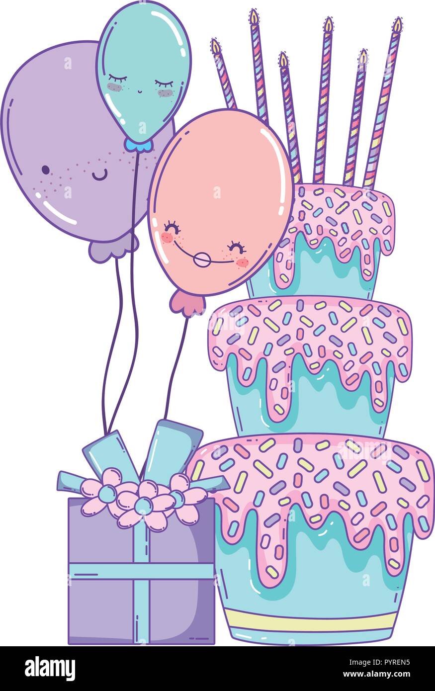 Birthday cake with gift cartoons Stock Vector Image & Art - Alamy
