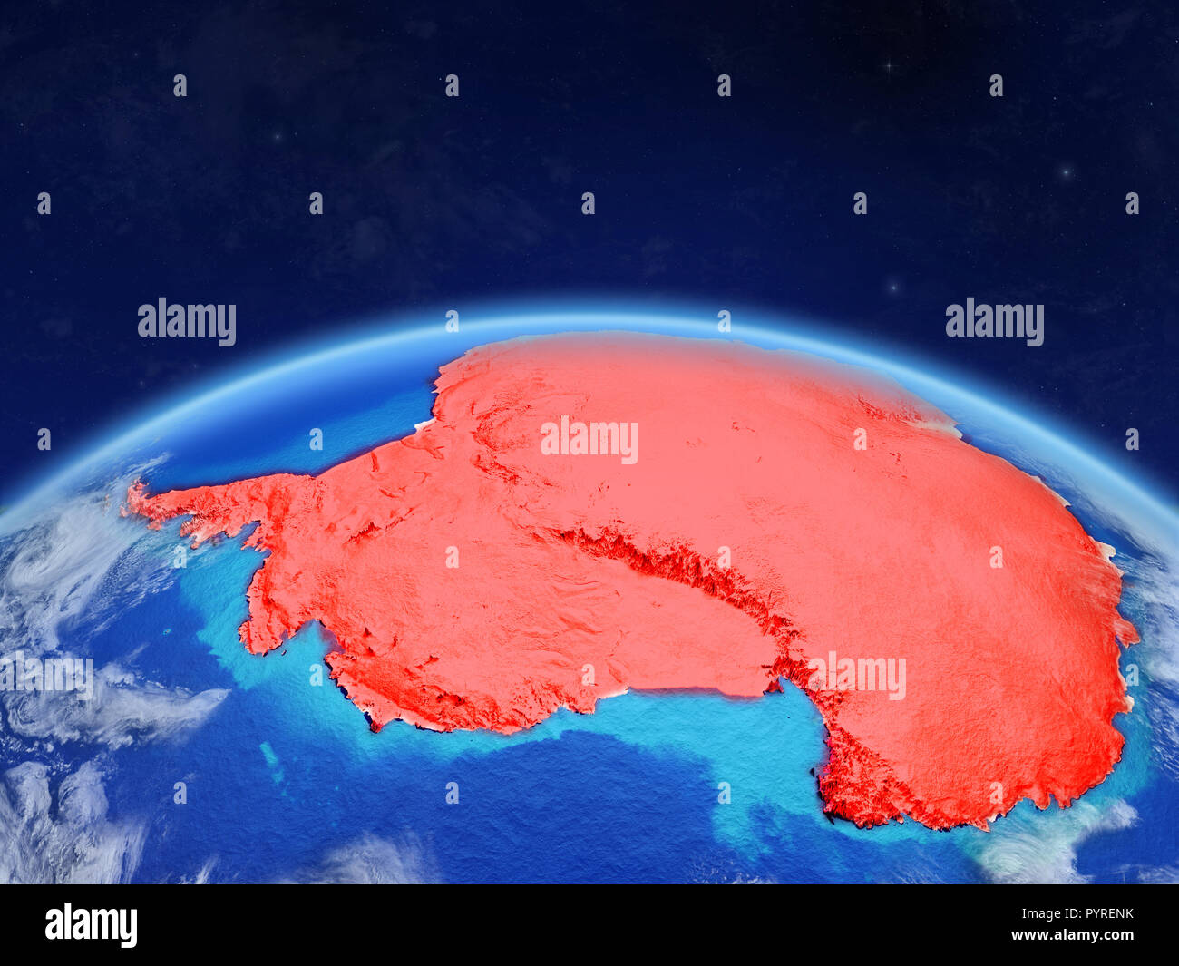 Antarctica on planet Earth with country borders and highly detailed ...