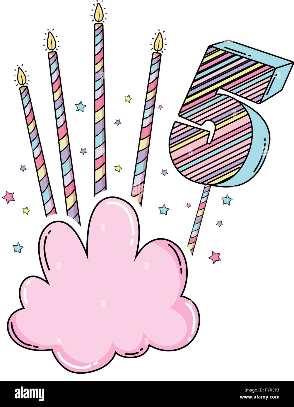 Birthday number five with cloud and candles Stock Vector Image & Art ...
