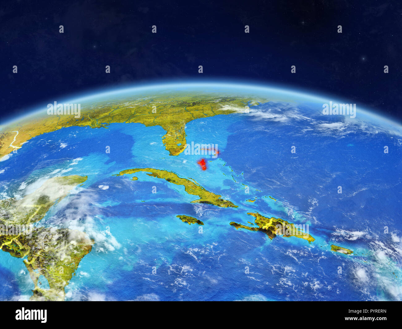Bahamas on planet Earth with country borders and highly detailed planet ...