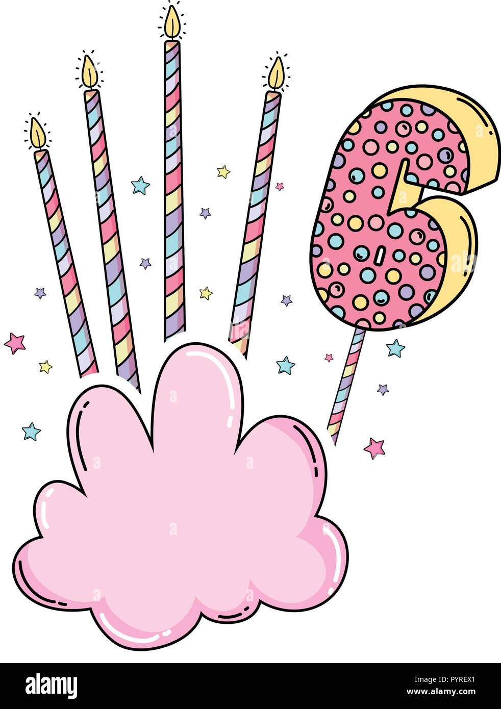 Bithday number six with cloud and candles Stock Vector Image & Art - Alamy