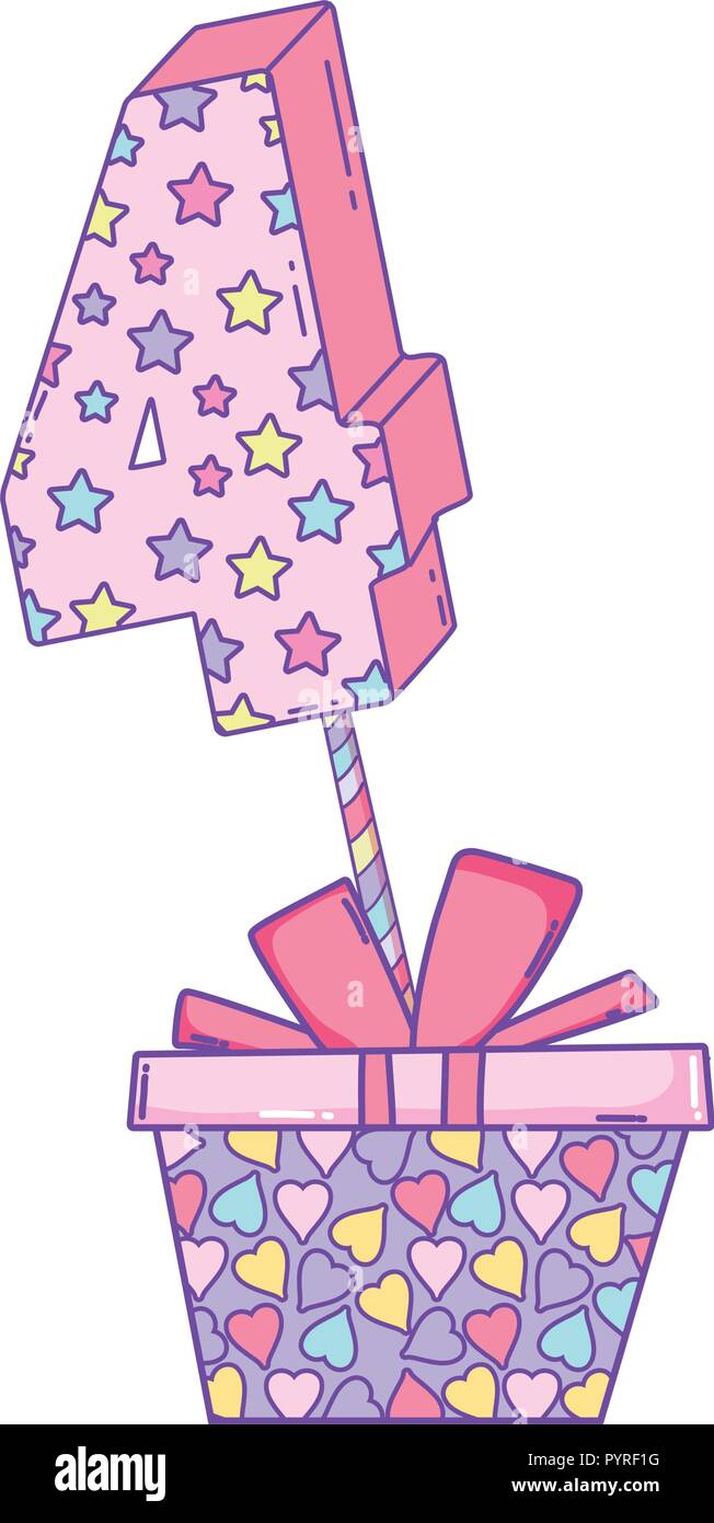 Birthday gift box with number four balloons Stock Vector Image & Art ...