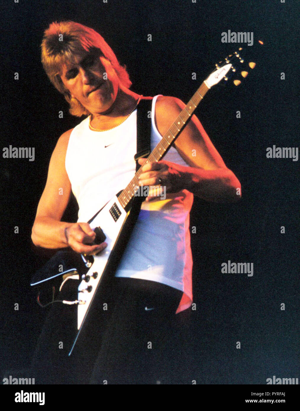 JUNE 17: John Spinks of The Outfield performs at Lakewood Amphitheatre ...