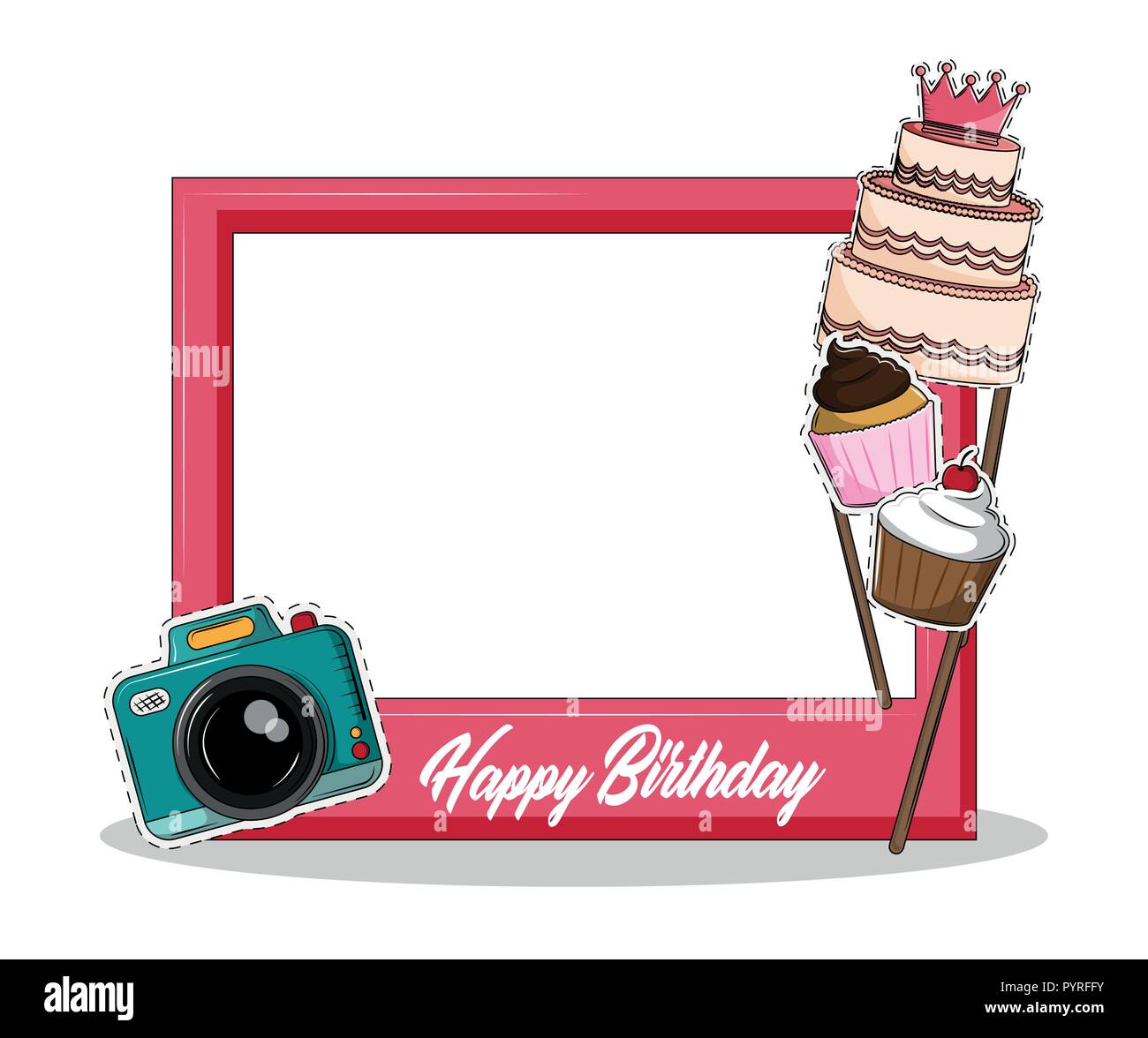 Party photo frame prop cartoons for cut vector illustration graphic ...