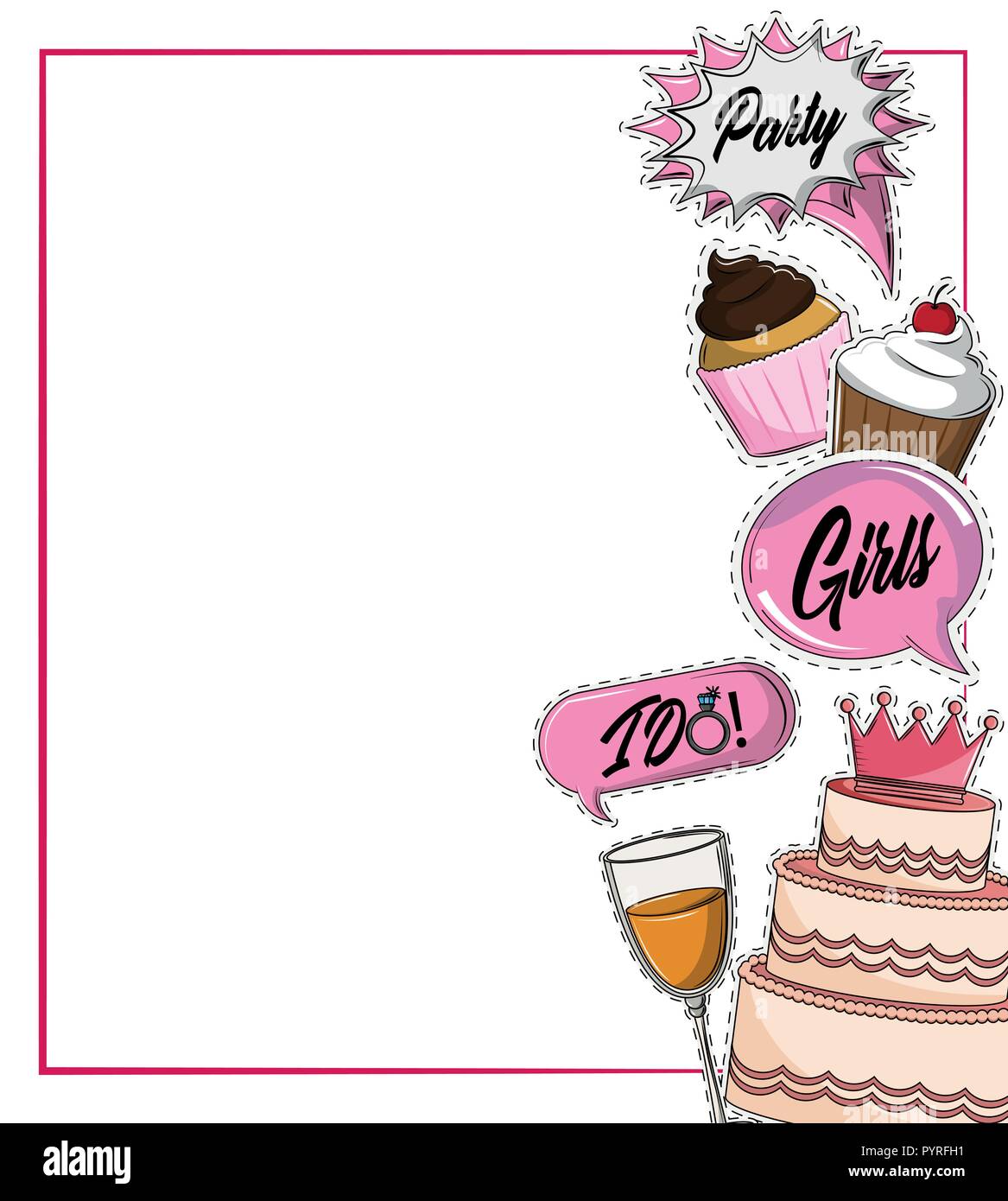 Party photo frame prop cartoons for cut vector illustration graphic ...