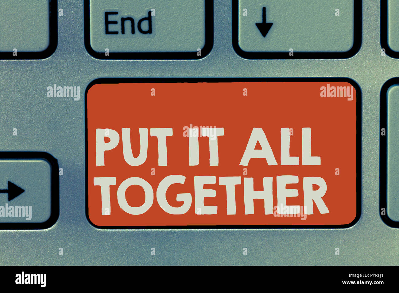 Text sign showing Put It All Together. Conceptual photo Join ...