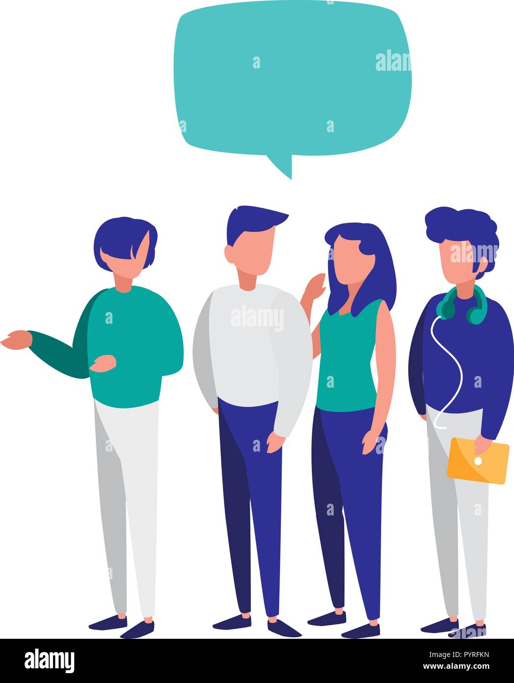 group of young people modeling characters vector illustration design ...