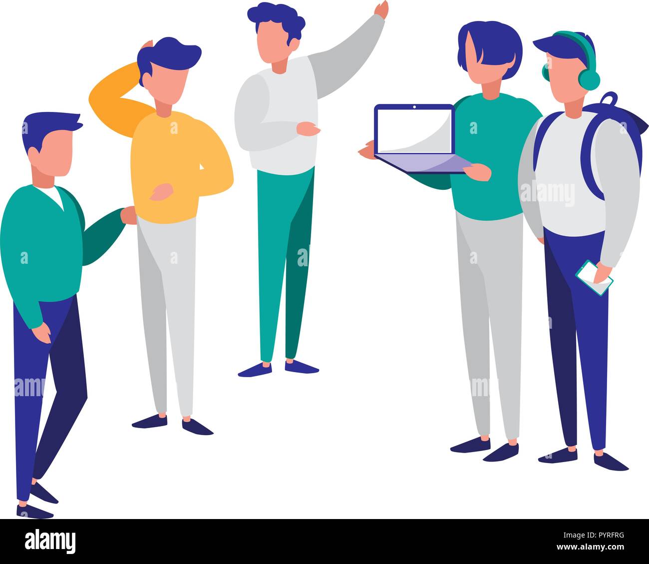 group of young people modeling characters vector illustration design ...