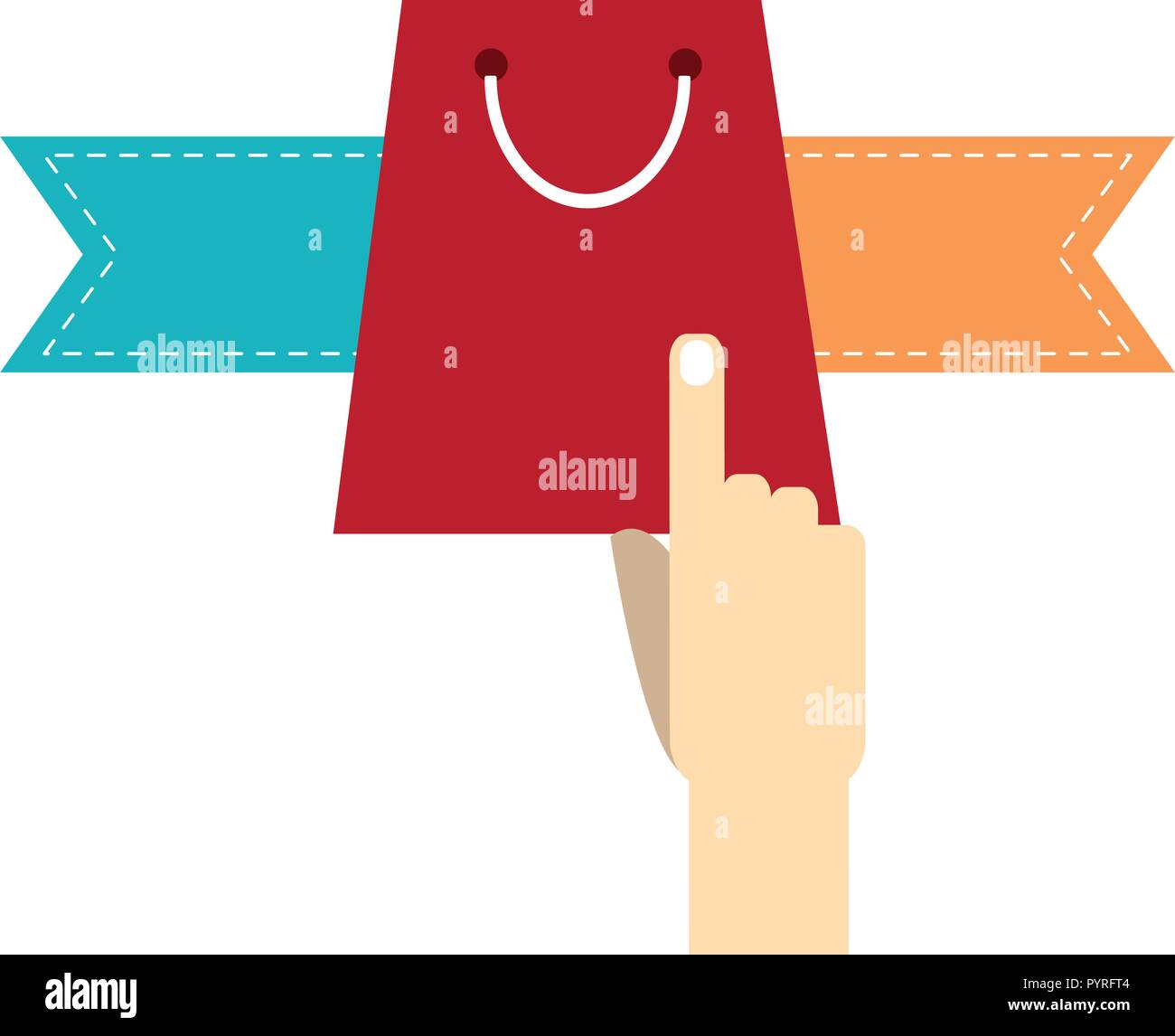 purchase tag and bag cartoons pointed by hand vector illustration ...