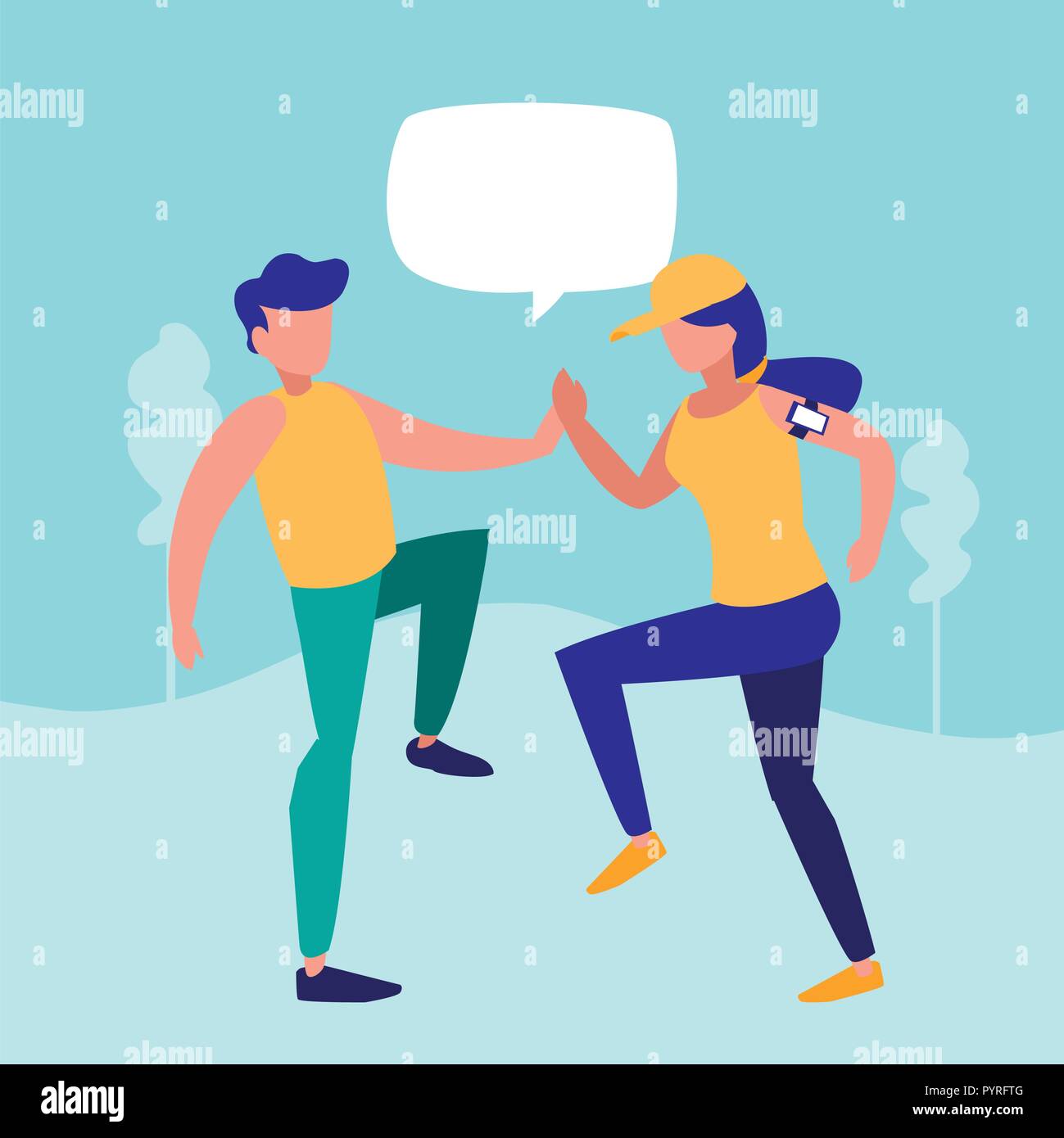 young couple talking characters vector illustration design Stock Vector ...