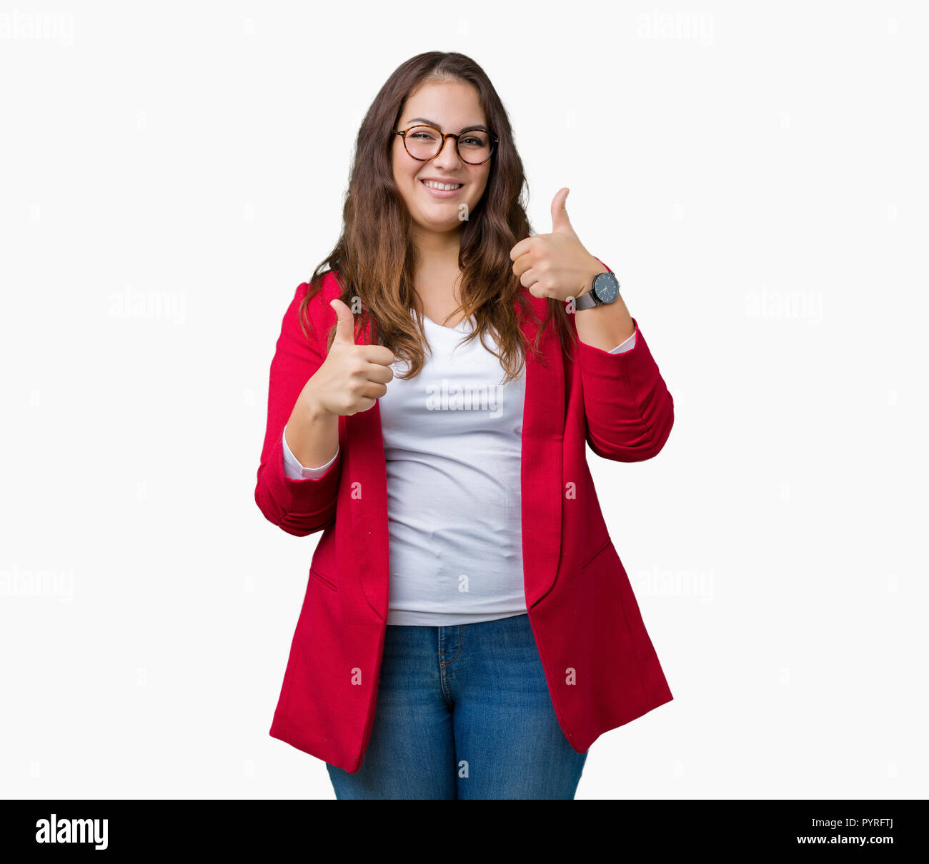 Beautiful plus size young business woman wearing elegant jacket and ...