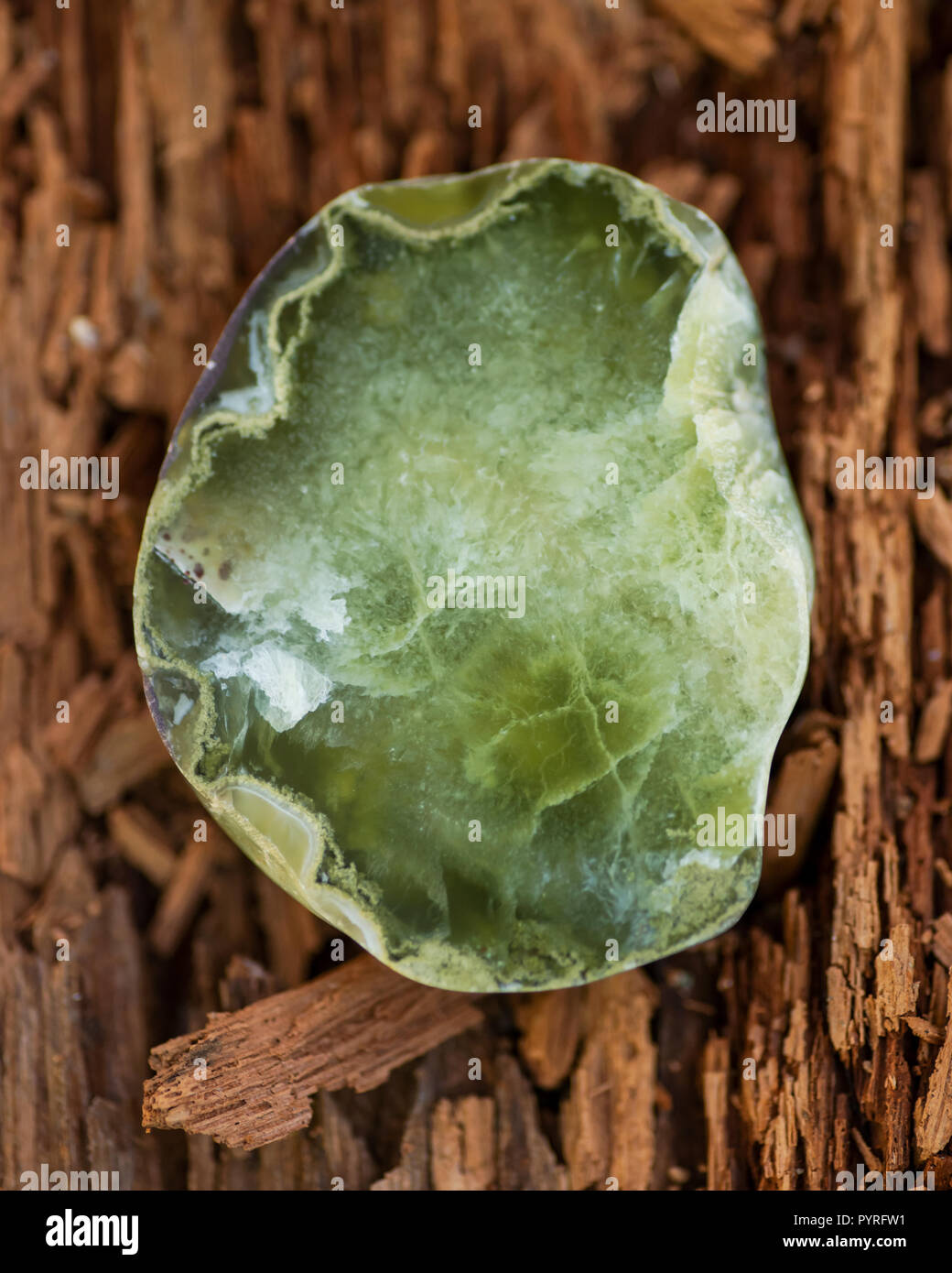 Semi-translucent partially polished Prehnite nodule from the Northern ...