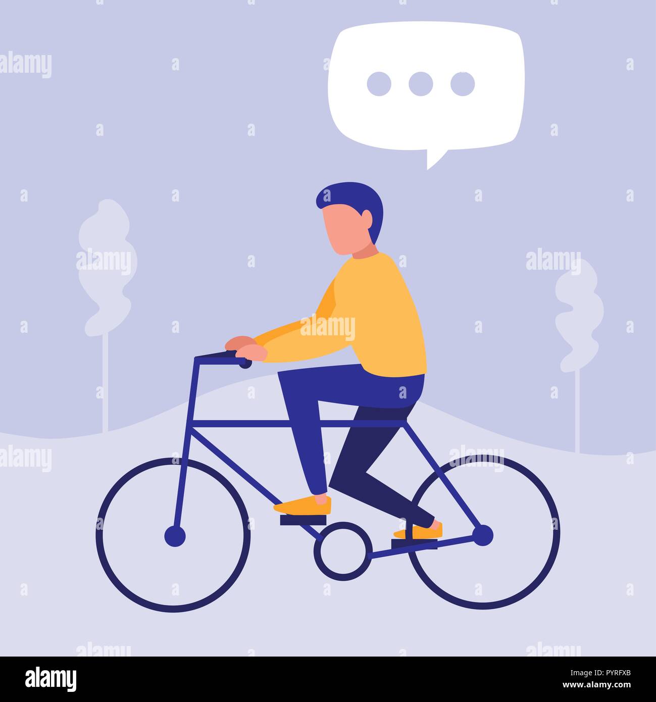 young man in bicycle character vector illustration design Stock Vector ...
