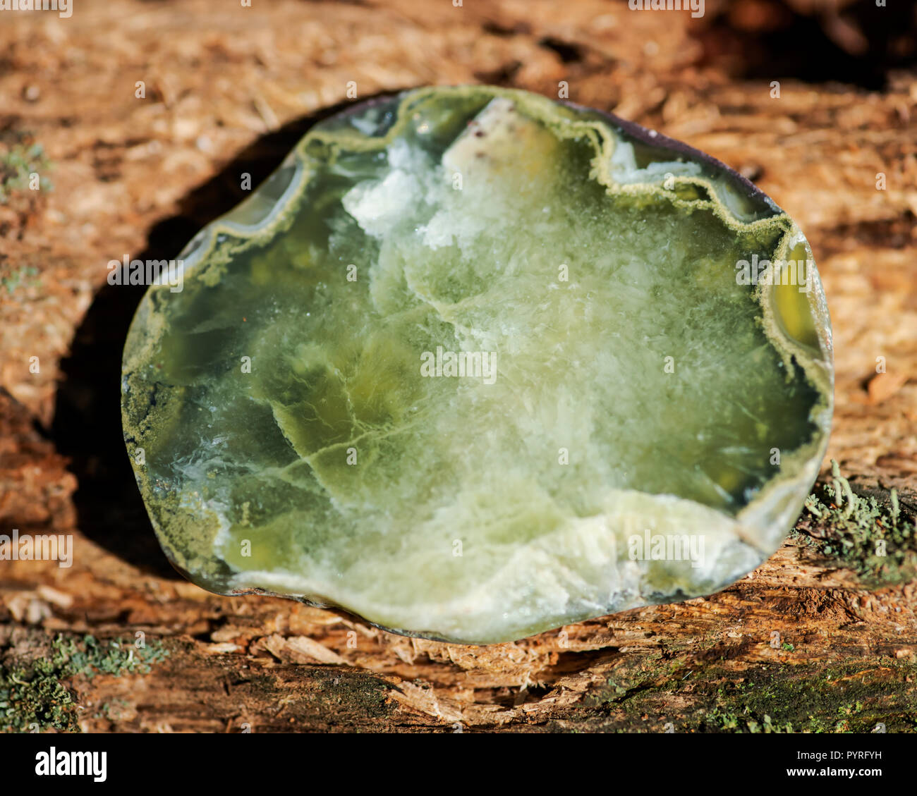 Semi-translucent partially polished Prehnite nodule from the Northern ...