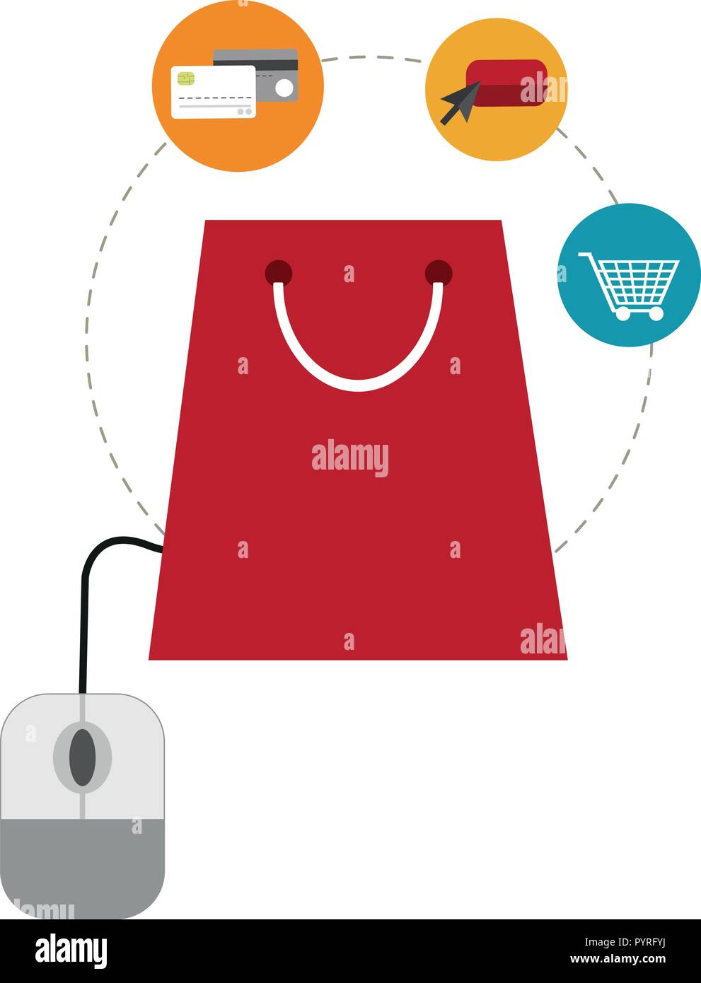 Online shopping symbols and elements vector illustration graphic design ...