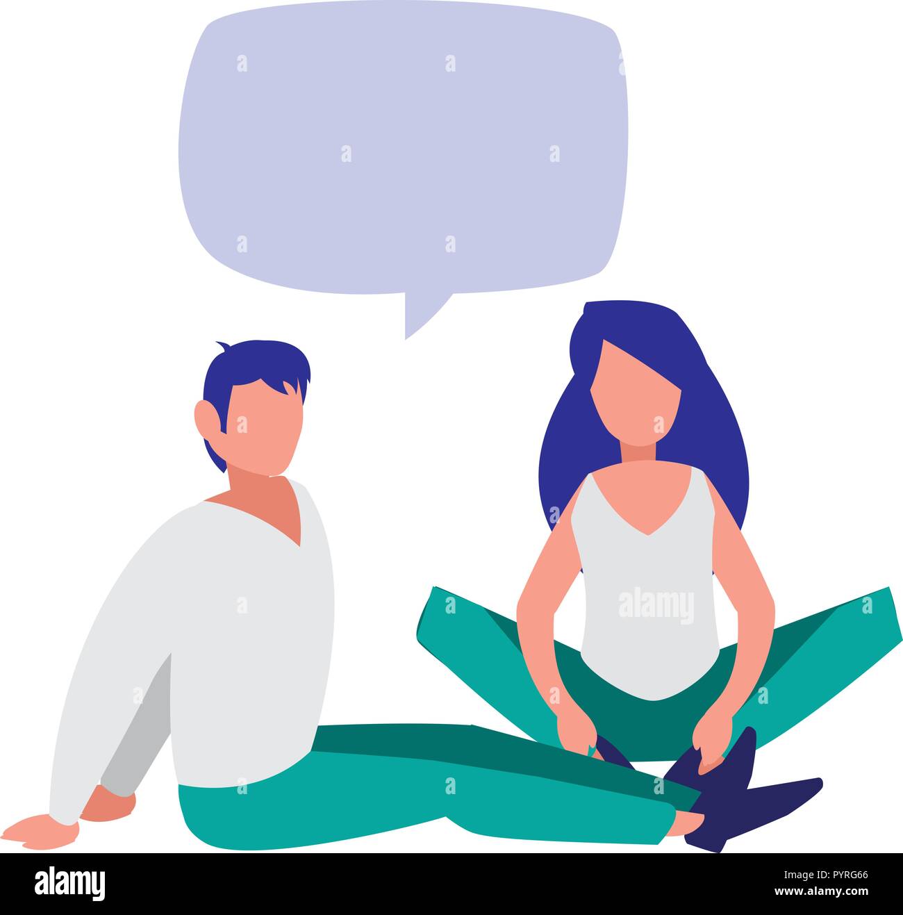 young couple sitting in the floor vector illustration design Stock ...