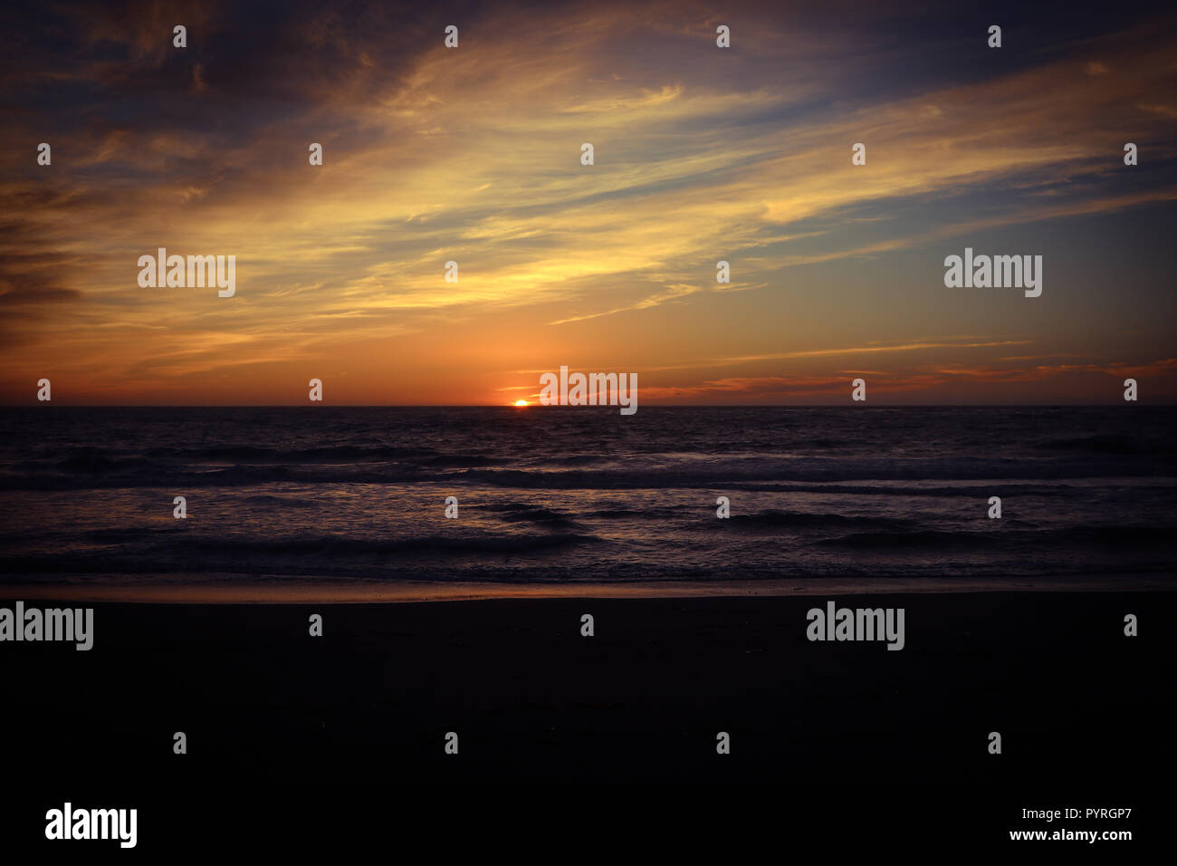 Sunset on Moonstone Beach Stock Photo - Alamy