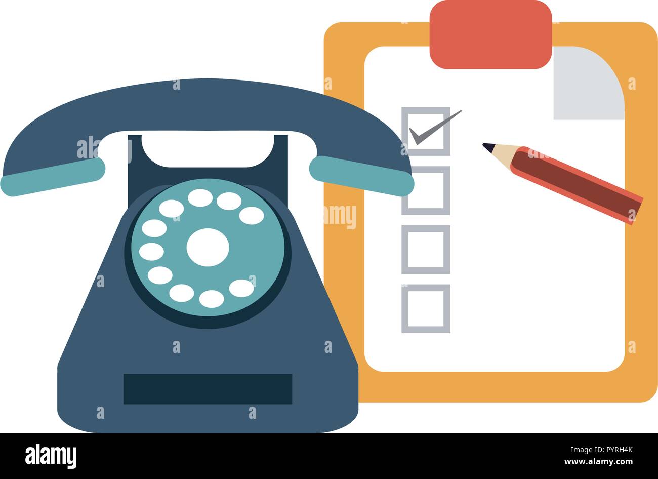 Tasks on clipboard and telephone vector illustration graphic design ...