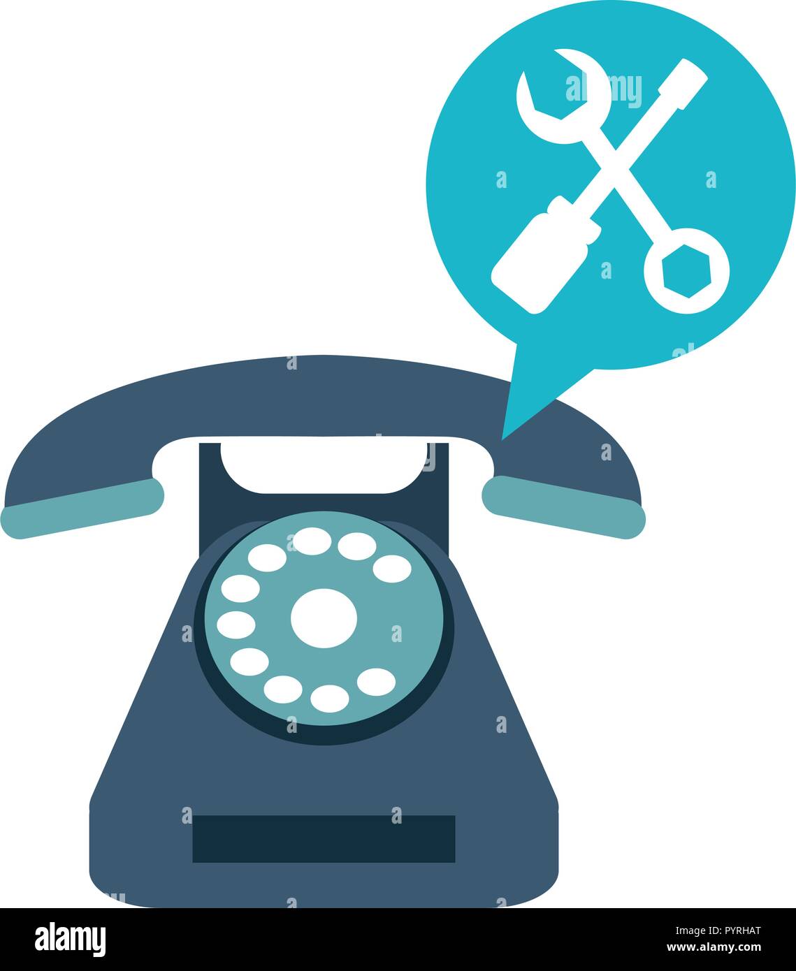 Vintage telephone call center service symbol vector illustration ...