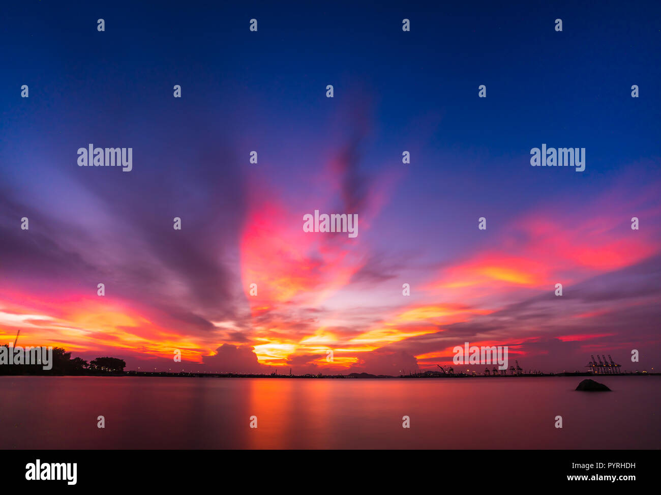 Tropical sunset on the beach. Natural background and landscape Stock ...