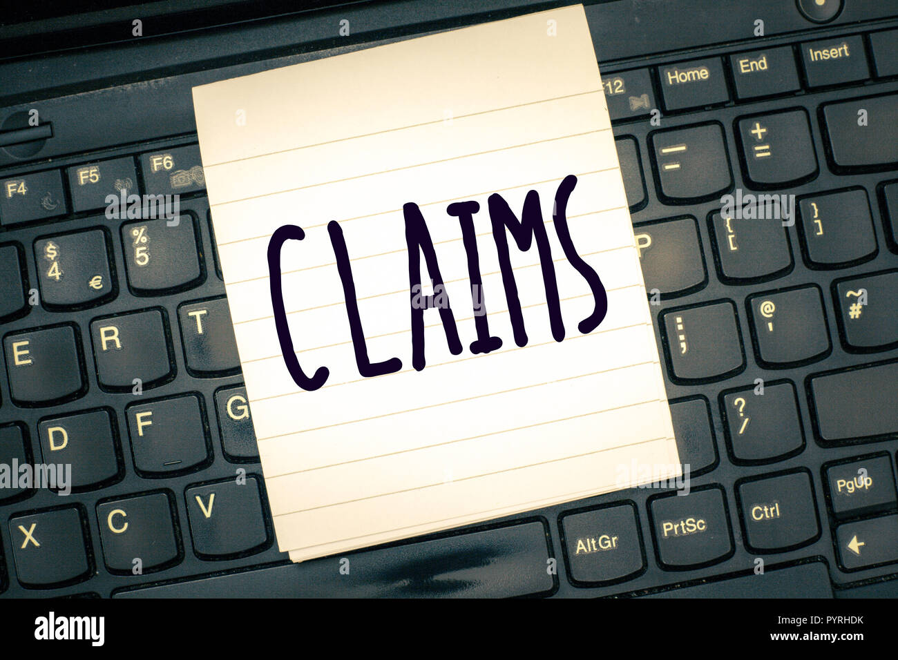 Writing note showing Claims. Business photo showcasing state or assert ...