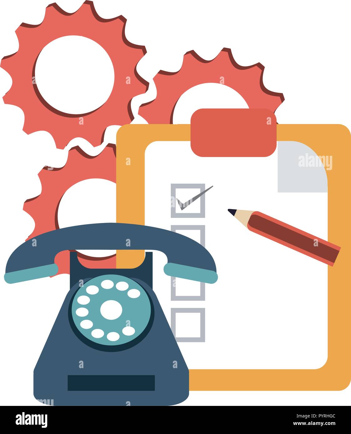 Tasks on clipboard and telephone vector illustration graphic design ...