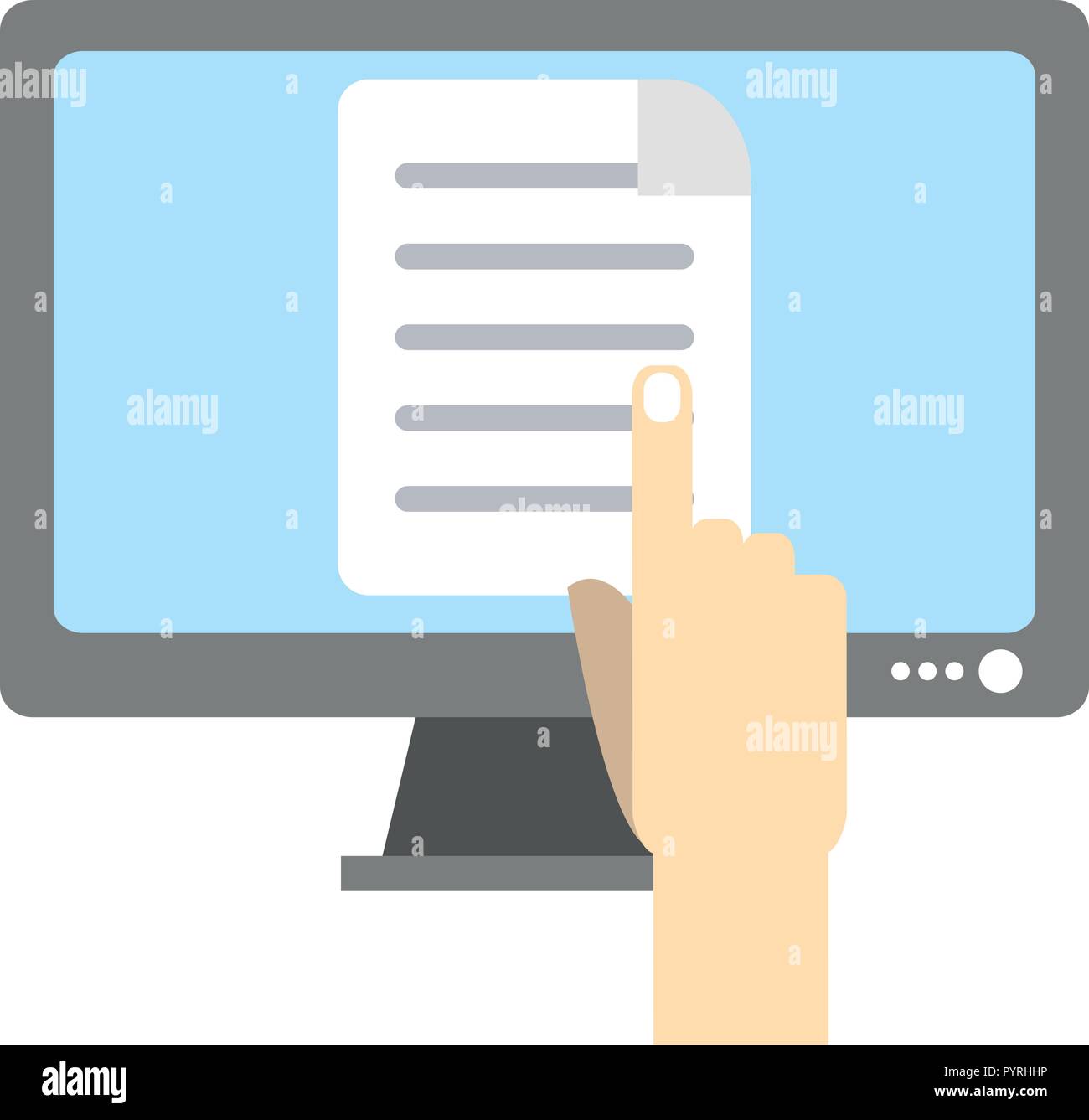 Hand pointing computer screen vector illustration graphic design Stock ...