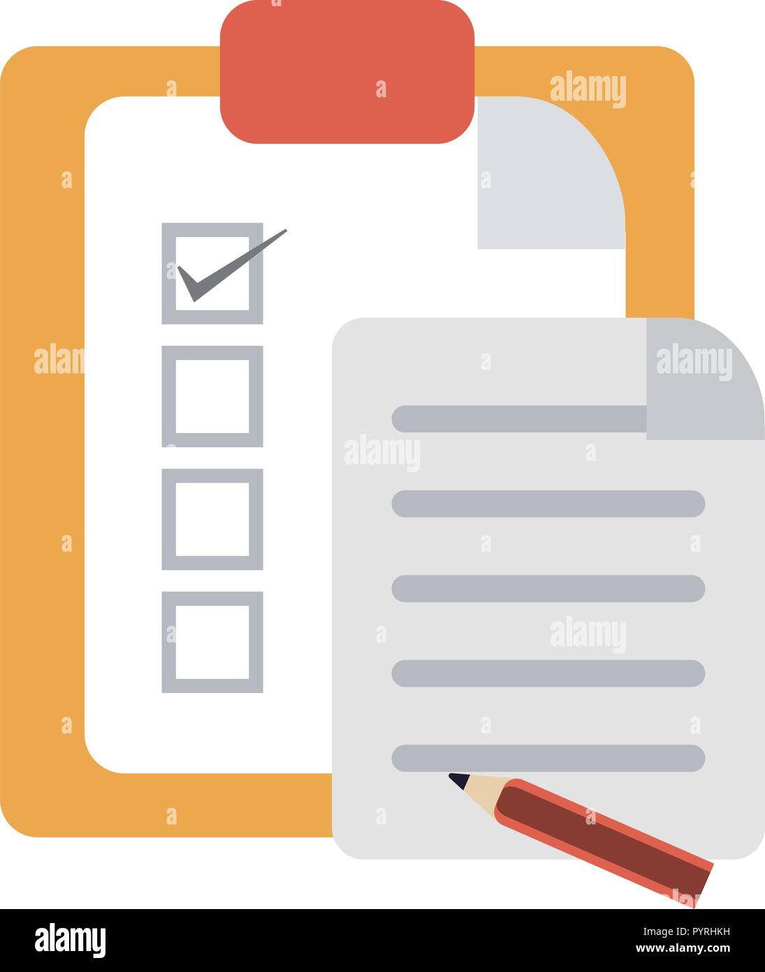 Tasks on clipboard and pencil vector illustration graphic design Stock ...