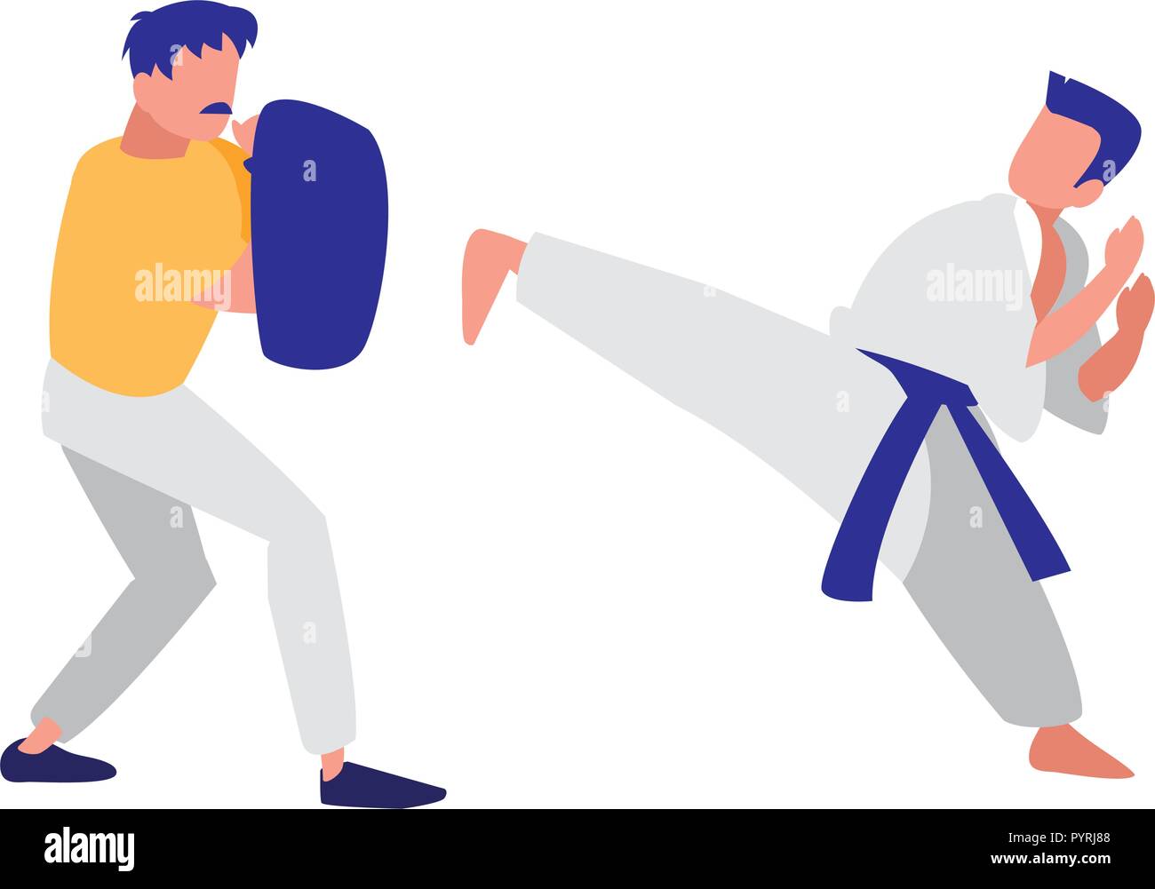 man and sparring practicing martial arts characters vector illustration ...